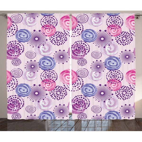 East Urban Home Rustikaler Vorhang, Aquarell-Blumen-Kunst, Lila, Blau Rosa | Wayfair.de